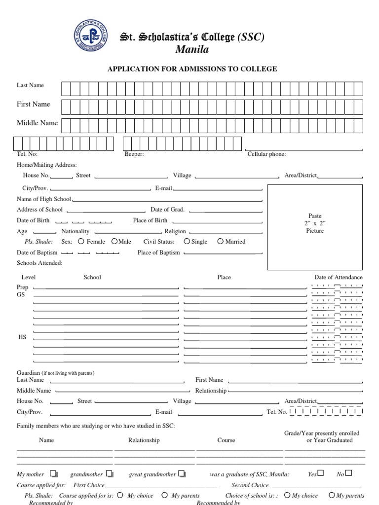 College Application Form | PDF | Social Institutions | Social Science
