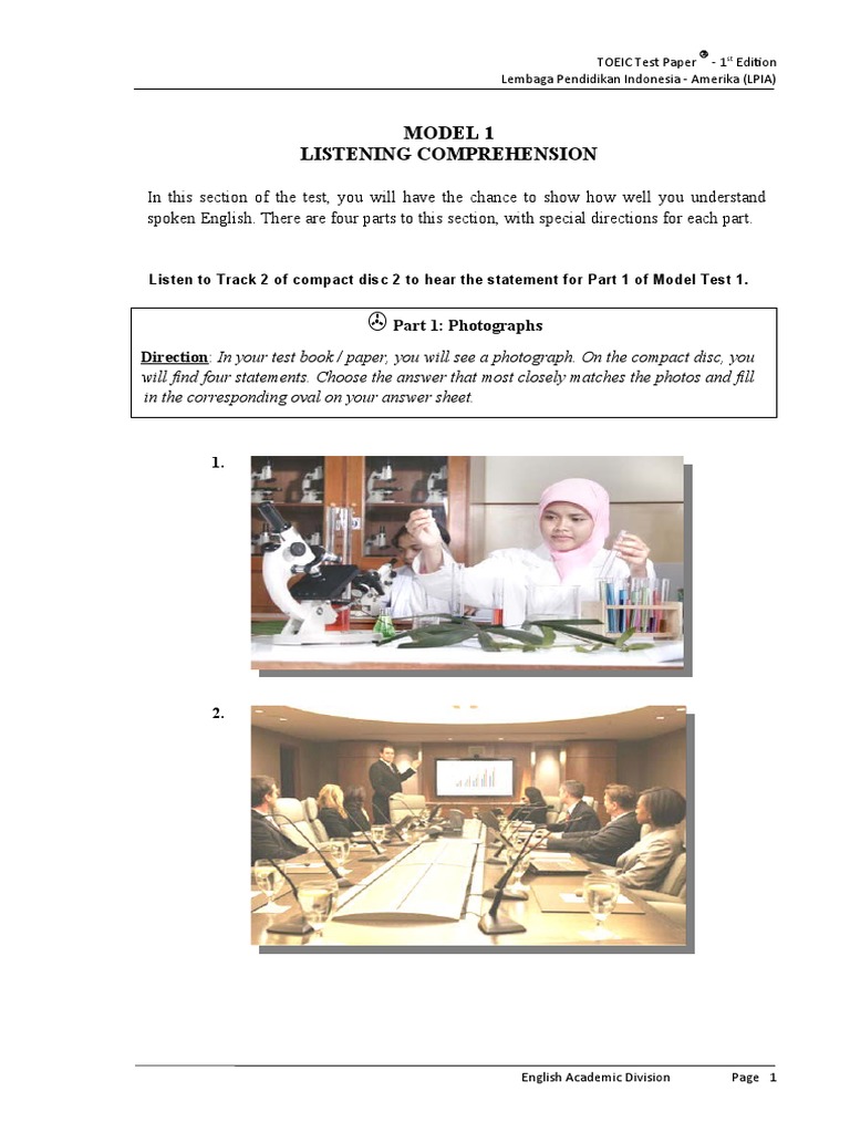 Latihan TOEIC Listening (4 HLMN) | PDF