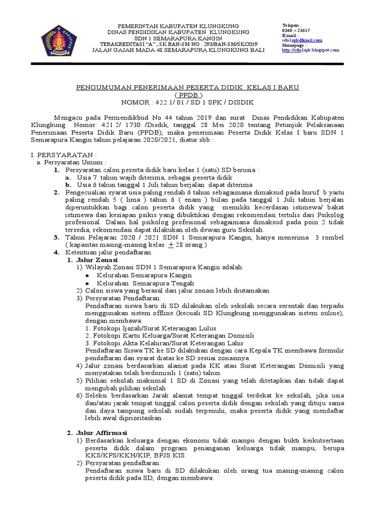 Pengumuman PPDB | PDF