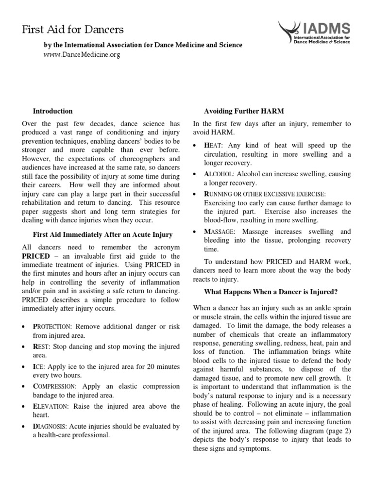 First Aid For Dancers: Avoiding Further HARM | PDF | Edema | Inflammation