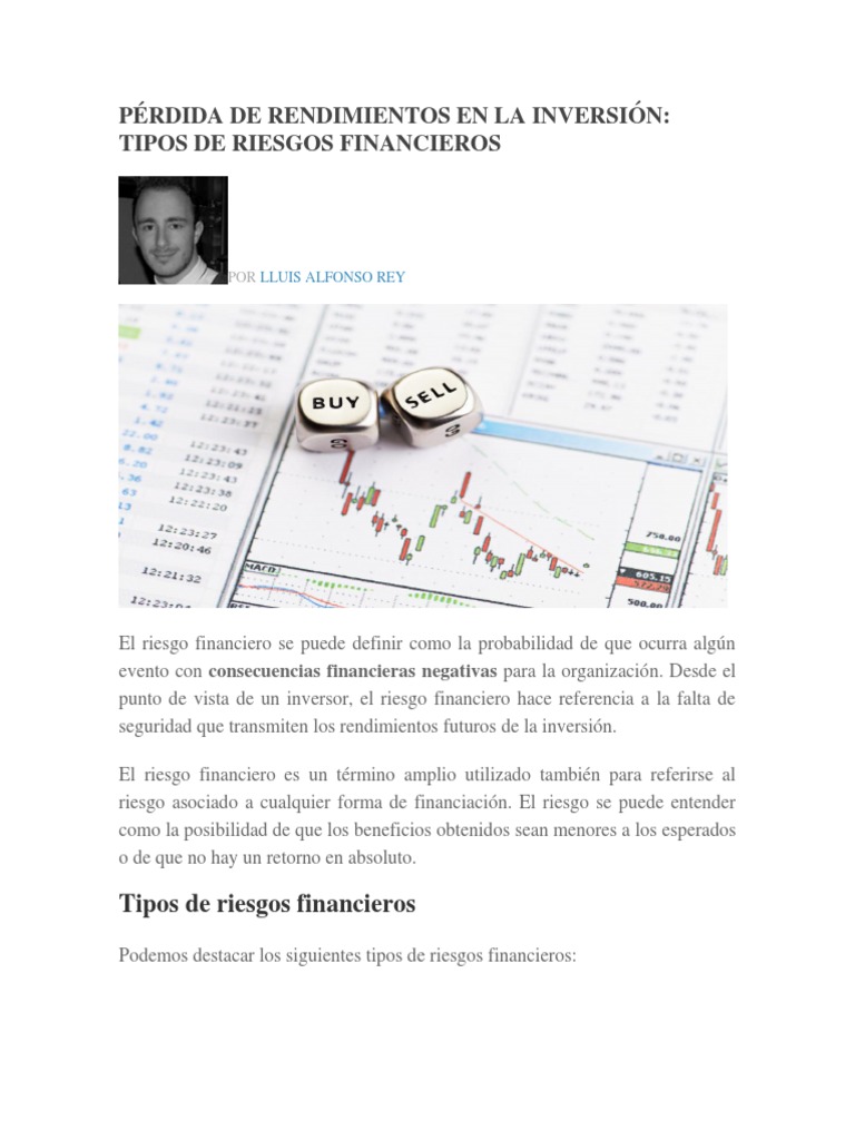 Pérdida de Rendimientos en La Inversión: Tipos de Riesgos Financieros ...