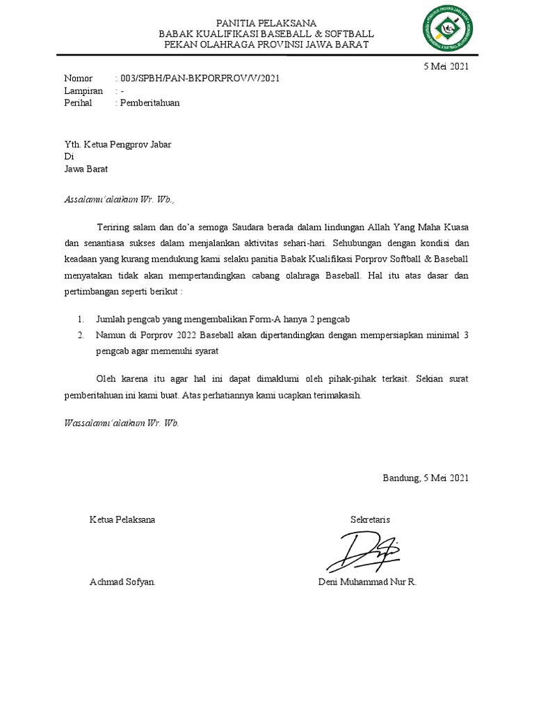 Surat Pemberitahuan | PDF