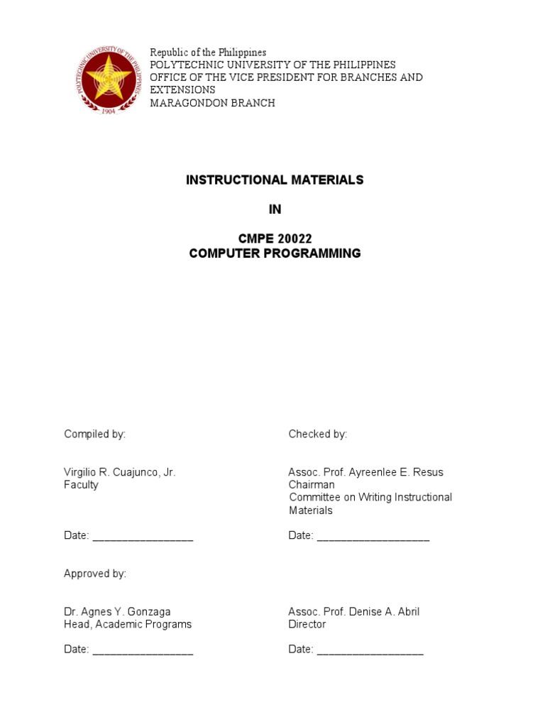 Computer Programming Course Guide | PDF | Programming Language | Computer Programming