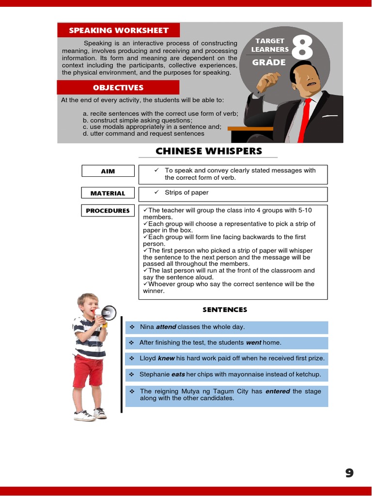 Chinese Whispers: Speaking Worksheet | Download Free PDF | Worksheet ...