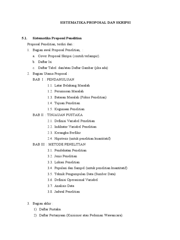 Sistematika Proposal Dan Skripsi | PDF | Metode & Bahan Ajar | Sains & Matematika