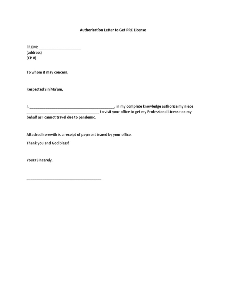 Get PRC License with Authorization Letter | PDF