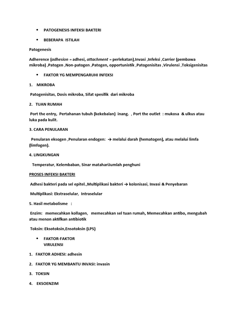 Patogenesis Infeksi Bakteri | PDF