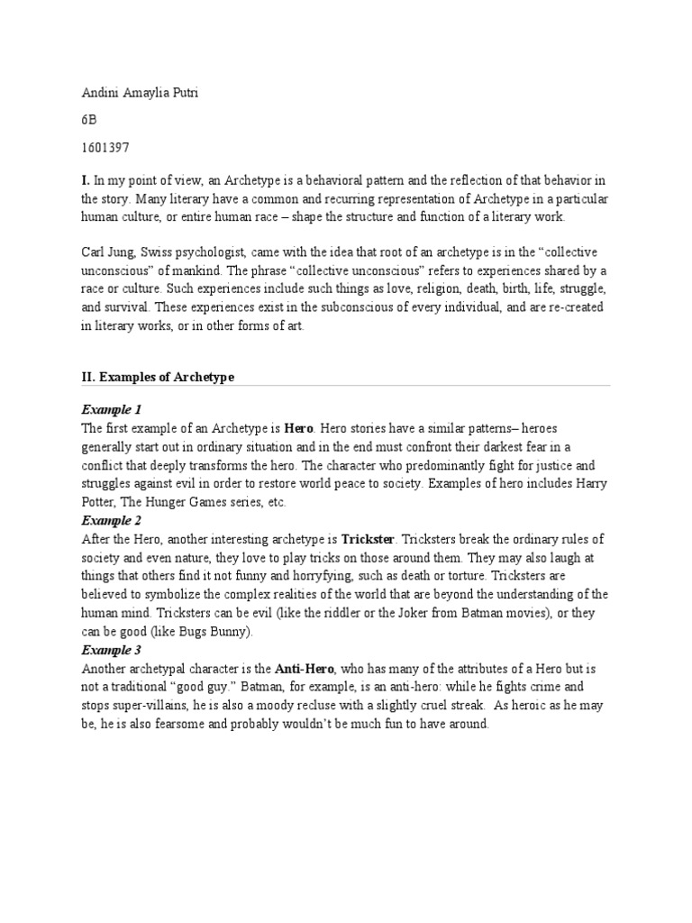 Andini Amaylia Putri - Archetype | PDF | Philosophy | General Fiction