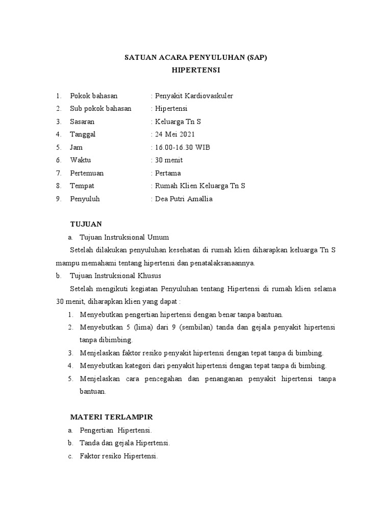 Sap Penkes Hipertensi | PDF