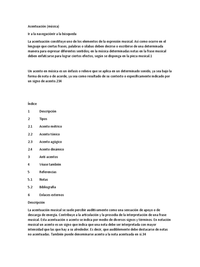 Tipos de Acento Musical | PDF | Notación musical | Tecnicas musicales