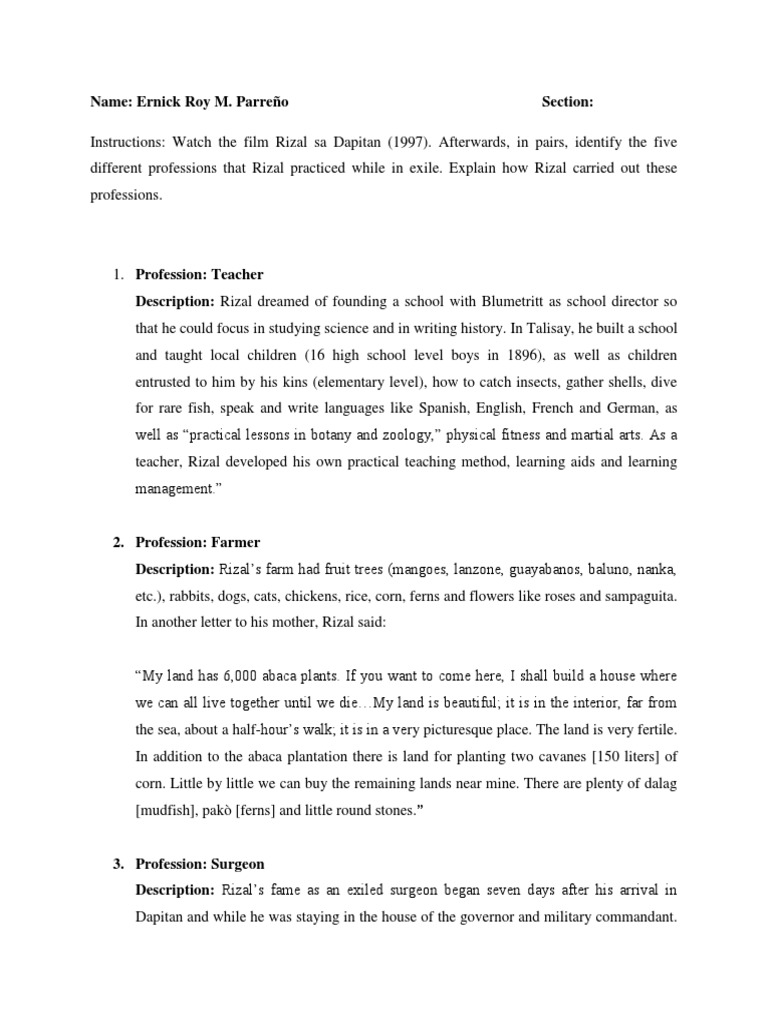 Jose Rizal by Profession | PDF