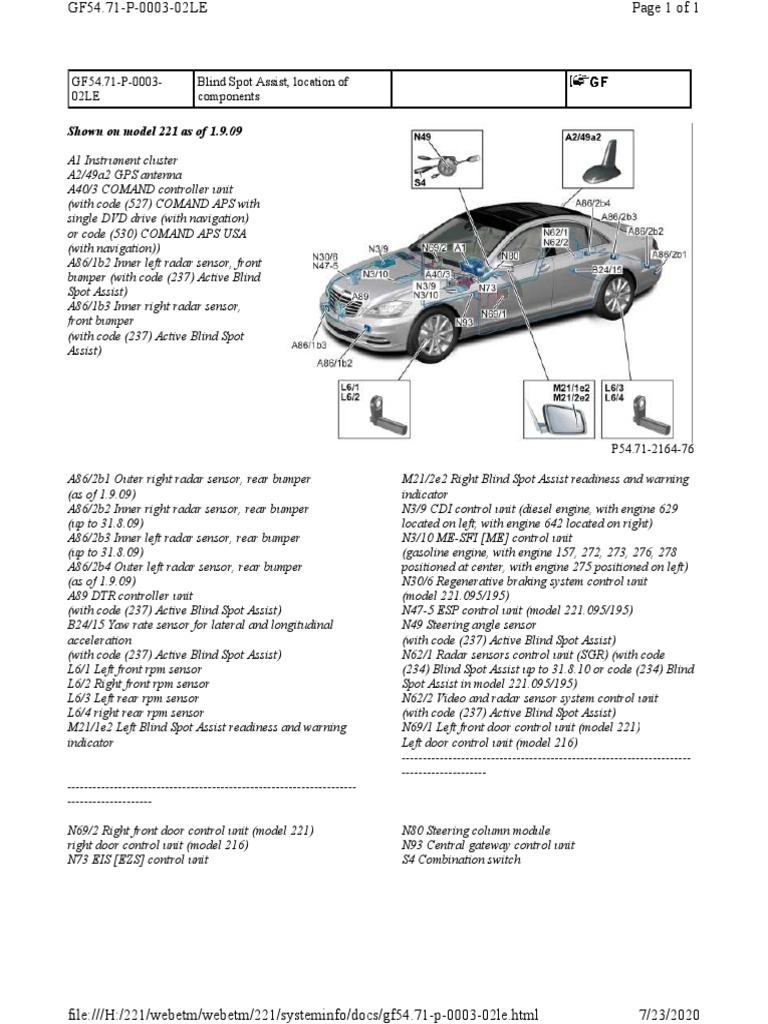 Shown On Model 221 As of 1.9.09 | PDF | Vehicle Technology | Automotive ...
