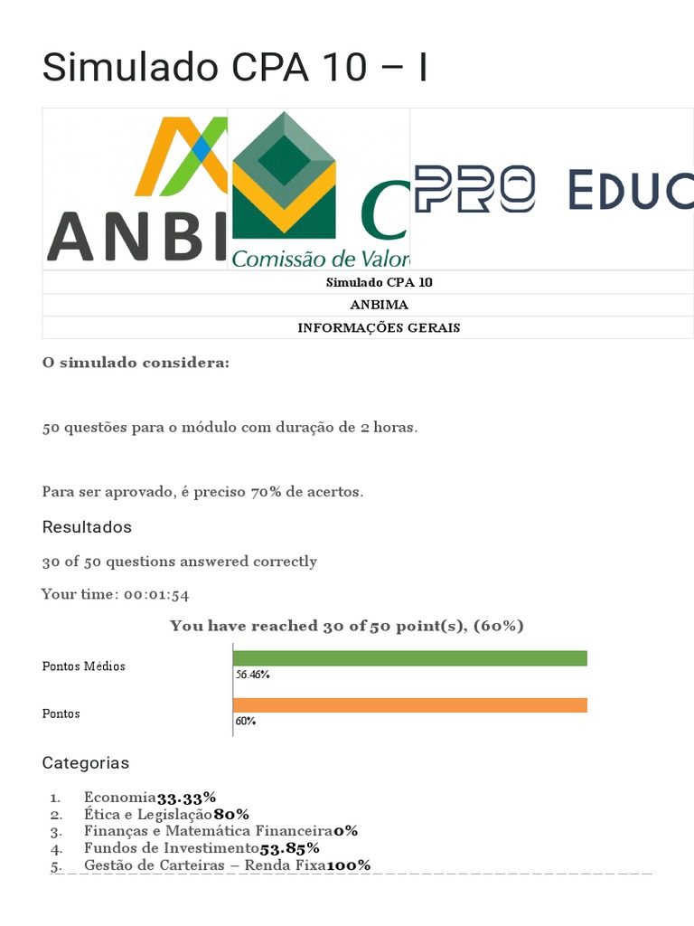 Simulado CPA 10 | Descargar gratis PDF | Renda fixa | Risco Simulado CPA 10 | Descargar gratis PDF | Renda fixa | Risco
