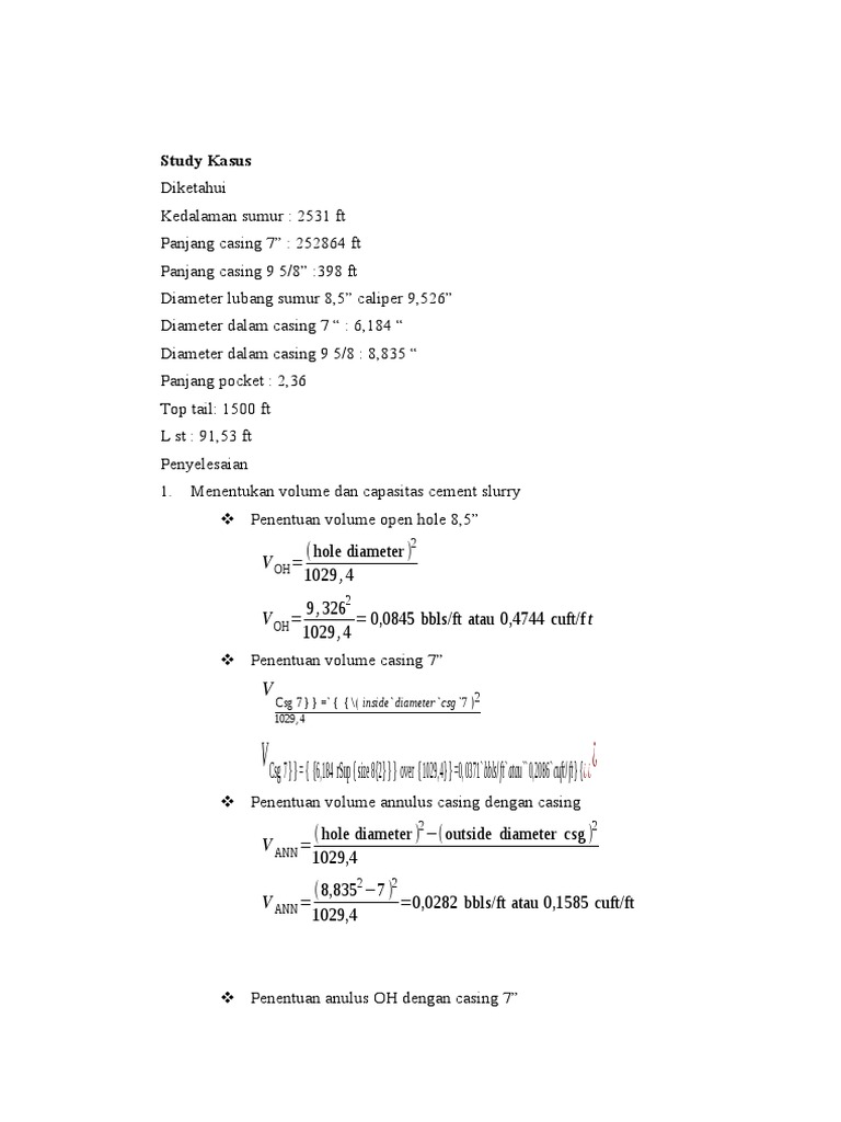 Cementing Design and Cost Estimation | PDF