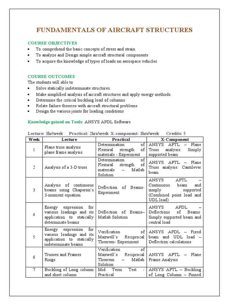 Aircraft Structures Course Guide | PDF | Buckling | Strength Of Materials