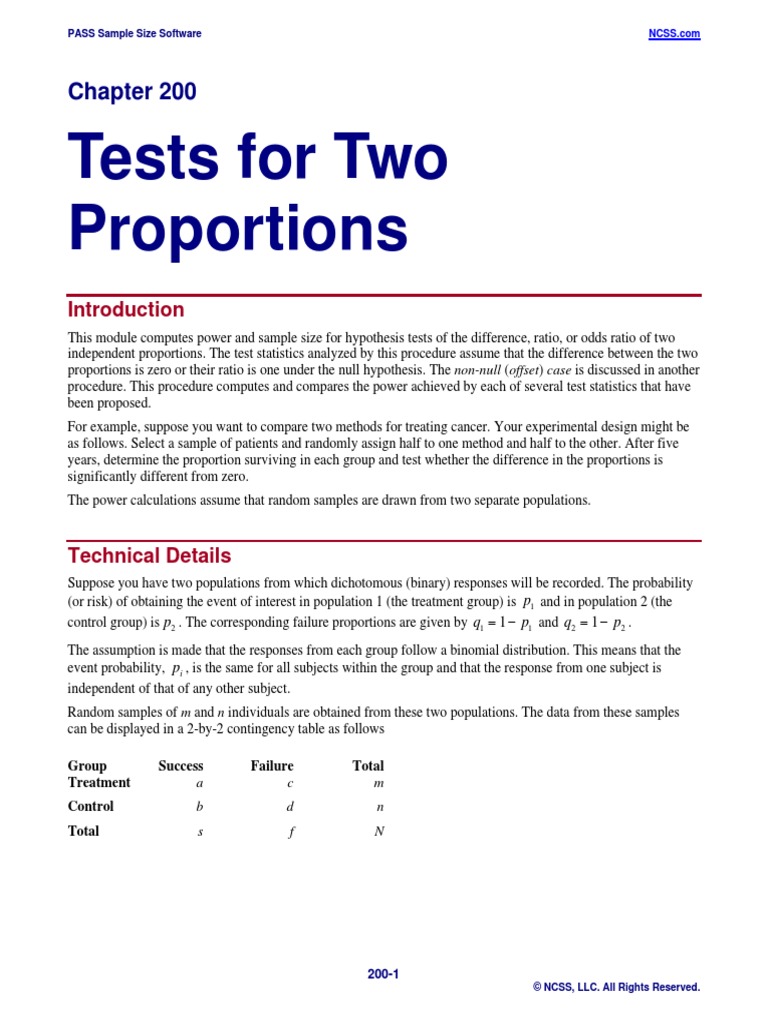 Tests For Two Proportions | PDF | Statistical Hypothesis Testing ...