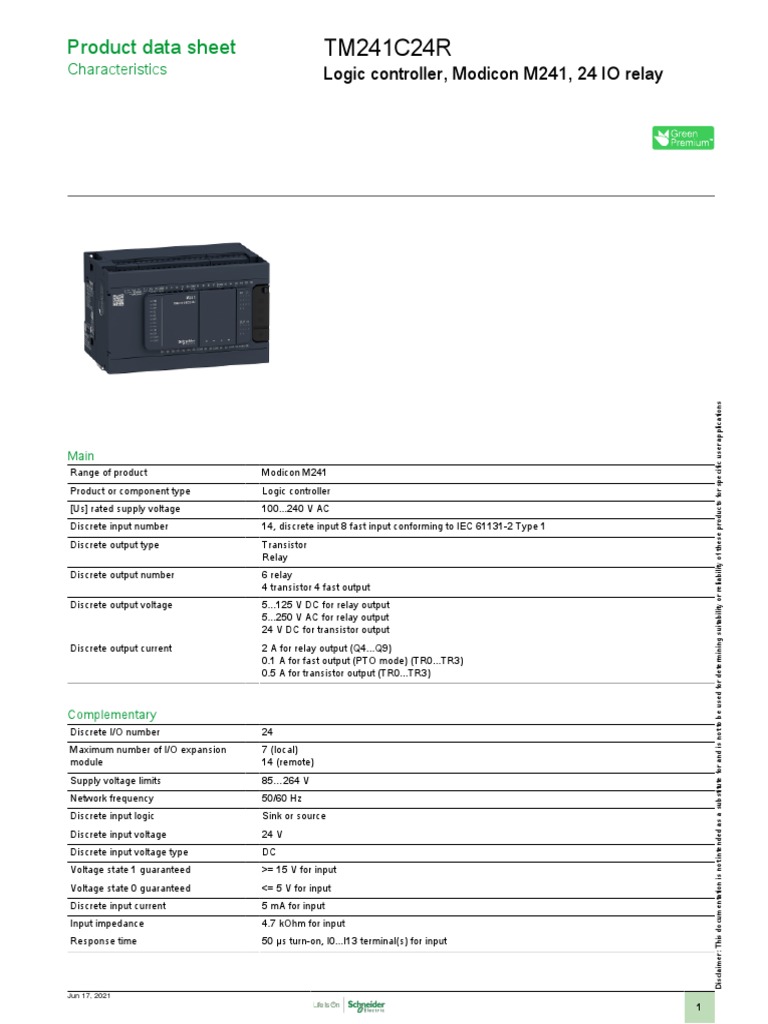 Modicon M241 - TM241C24R | PDF | Logic Gate | Usb