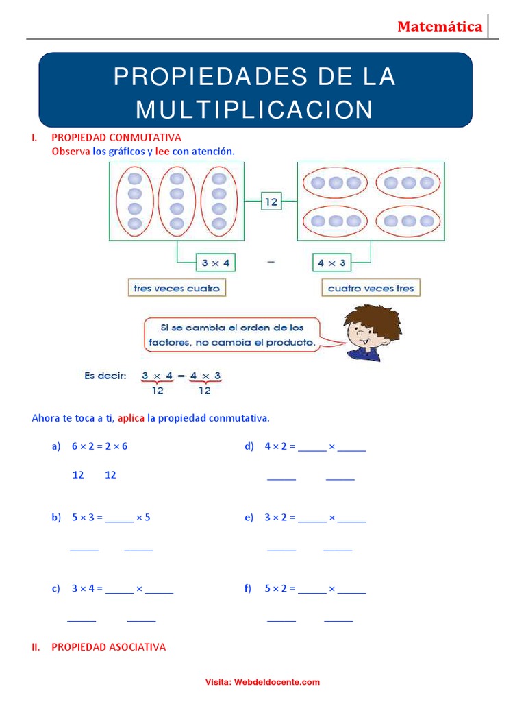 Ejercicios de Propiedades de la Multiplicación | PDF | Álgebra ...
