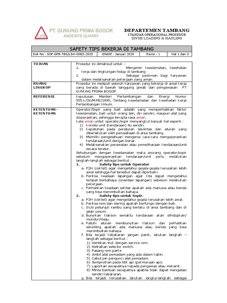 Sop-08 - Safety Tips | PDF | Teknologi & Rekayasa