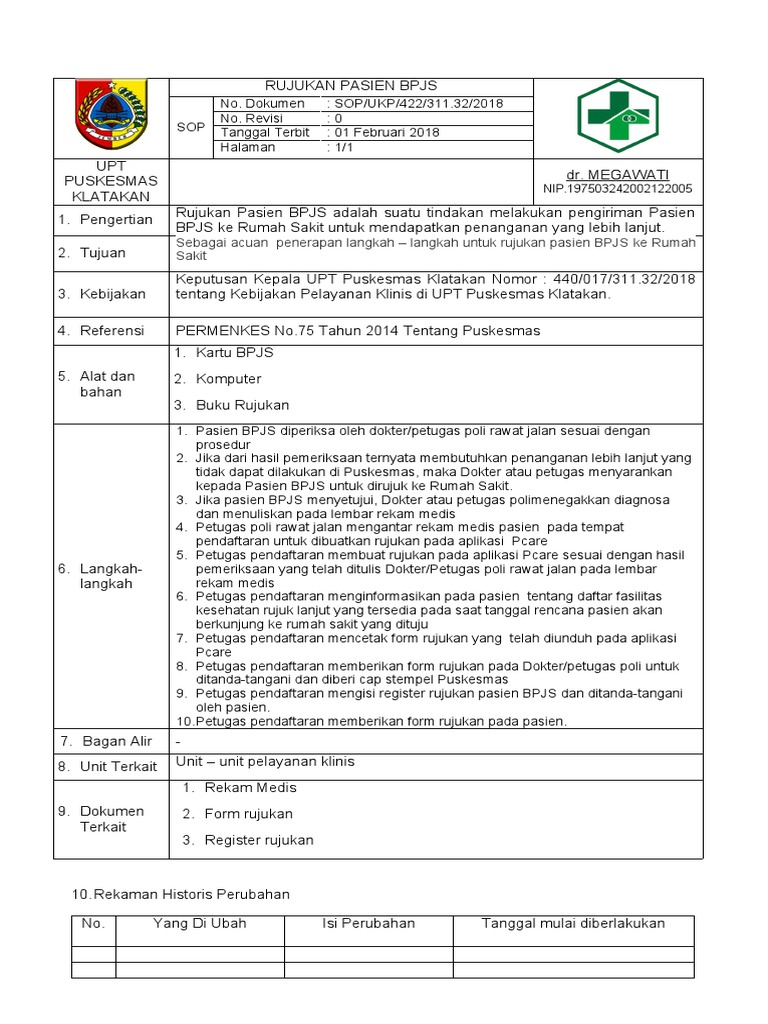 Sop Rujukan Pasien Bpjs | PDF