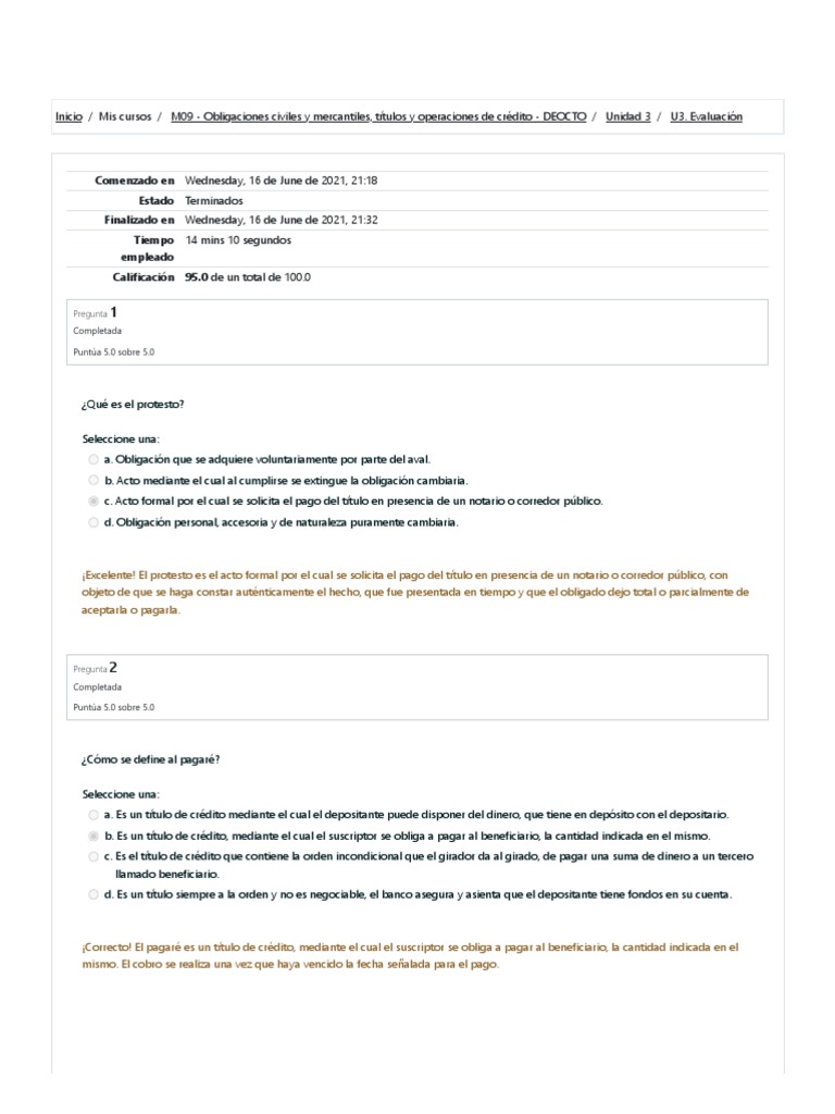 Examen M9 U3 | PDF | Instrumento negociable | Cheque