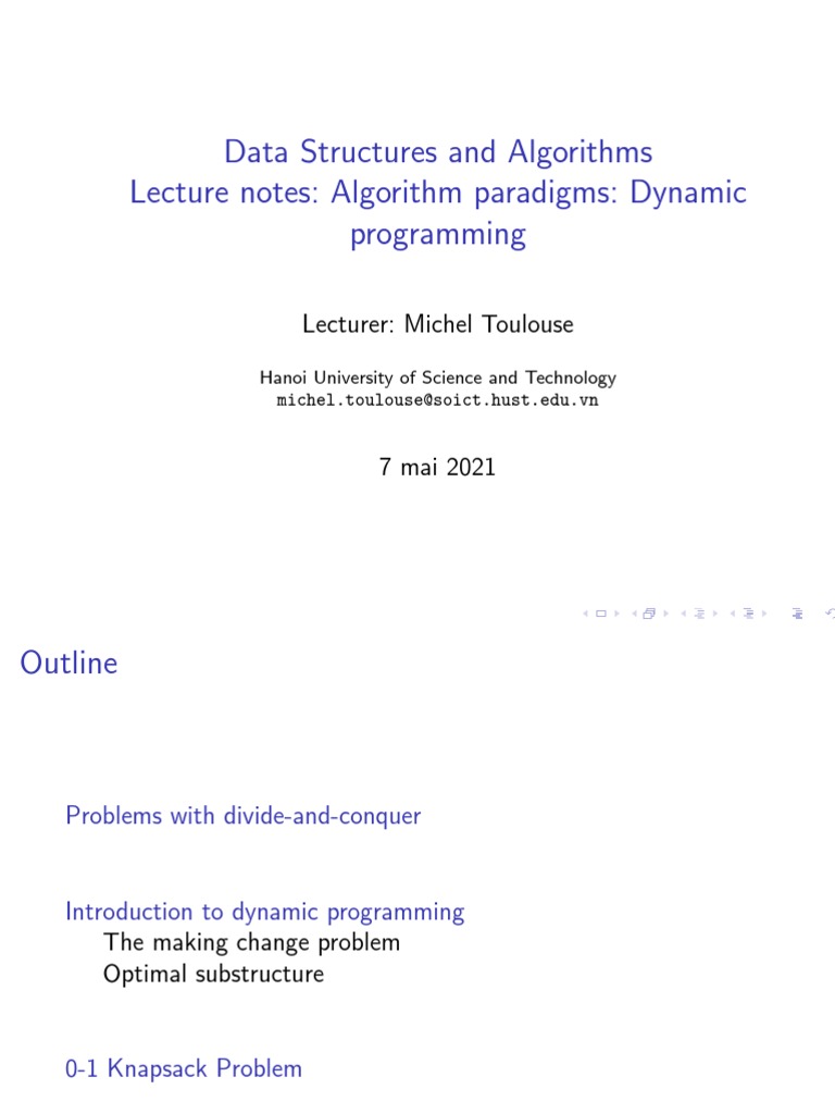 Data Structures and Algorithms Lecture Notes: Algorithm Paradigms ... Data Structures and Algorithms Lecture Notes: Algorithm Paradigms ...