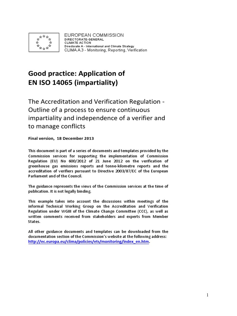 Good Practice Iso 14065 Impartiality and Management en | PDF ...