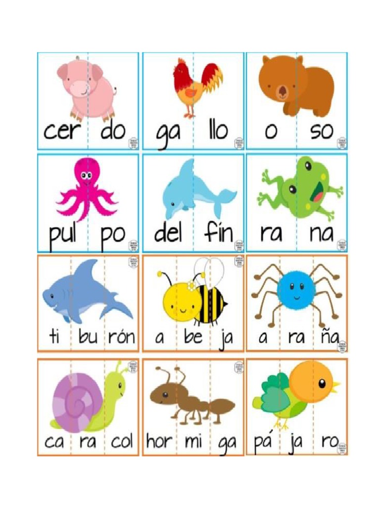 Rompecabezas Silabas Animales | PDF