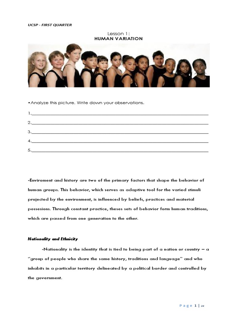 Human Variation: Ucsp - First Quarter | PDF | Deviance (Sociology ...