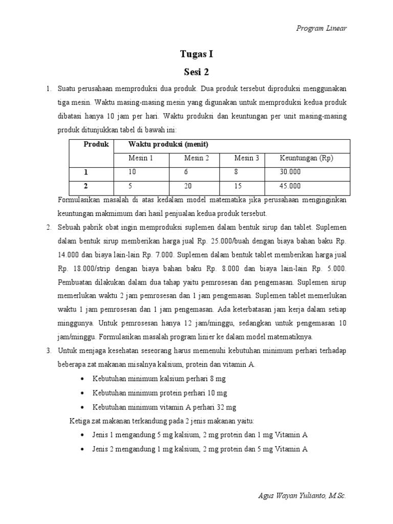 Optimasi Program Linear untuk Keuntungan dan Biaya | PDF | Teknologi ...