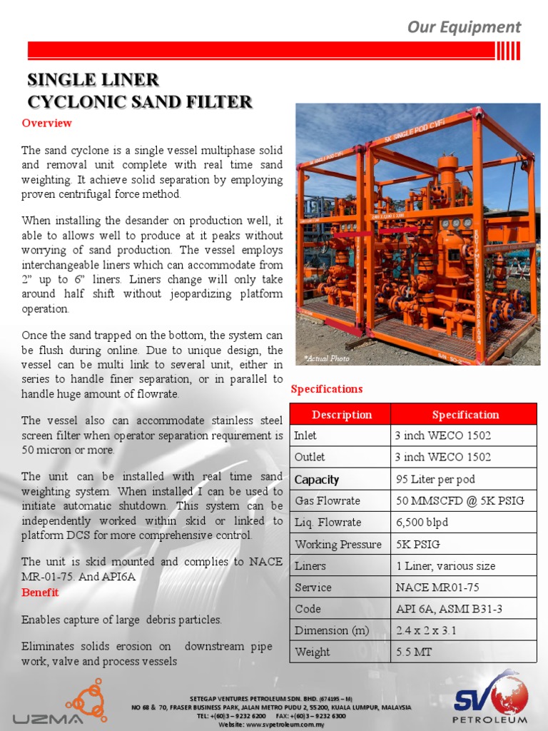 Cyclonic Sand Filter Overview | PDF | Mechanical Engineering | Nature