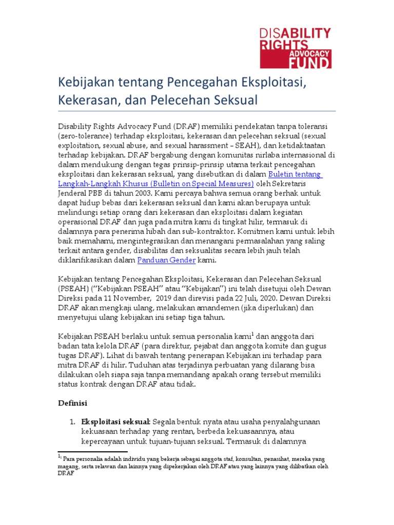 21 DRAF PSEAH Policy 2020 Indonesian | PDF