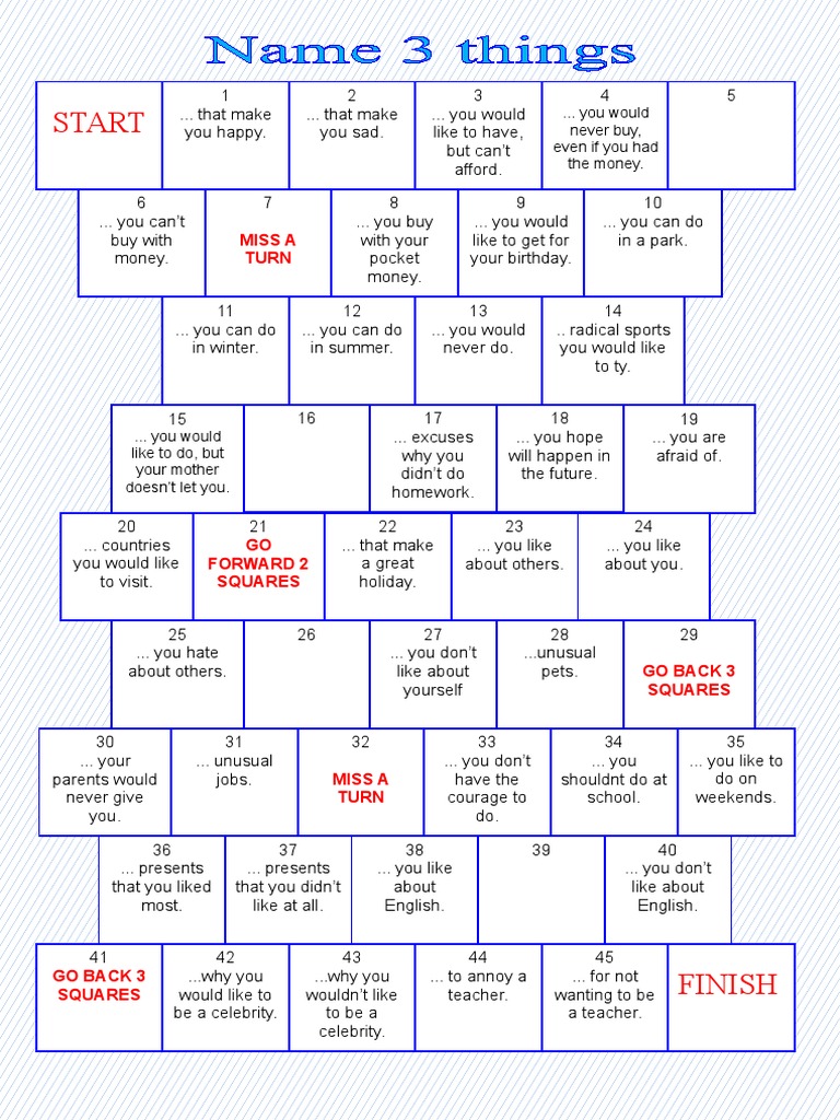 Board Game Name 3 Things Board | PDF | Leisure