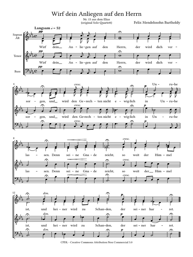 Mendelssohn Wirf Dein Anliegen | PDF