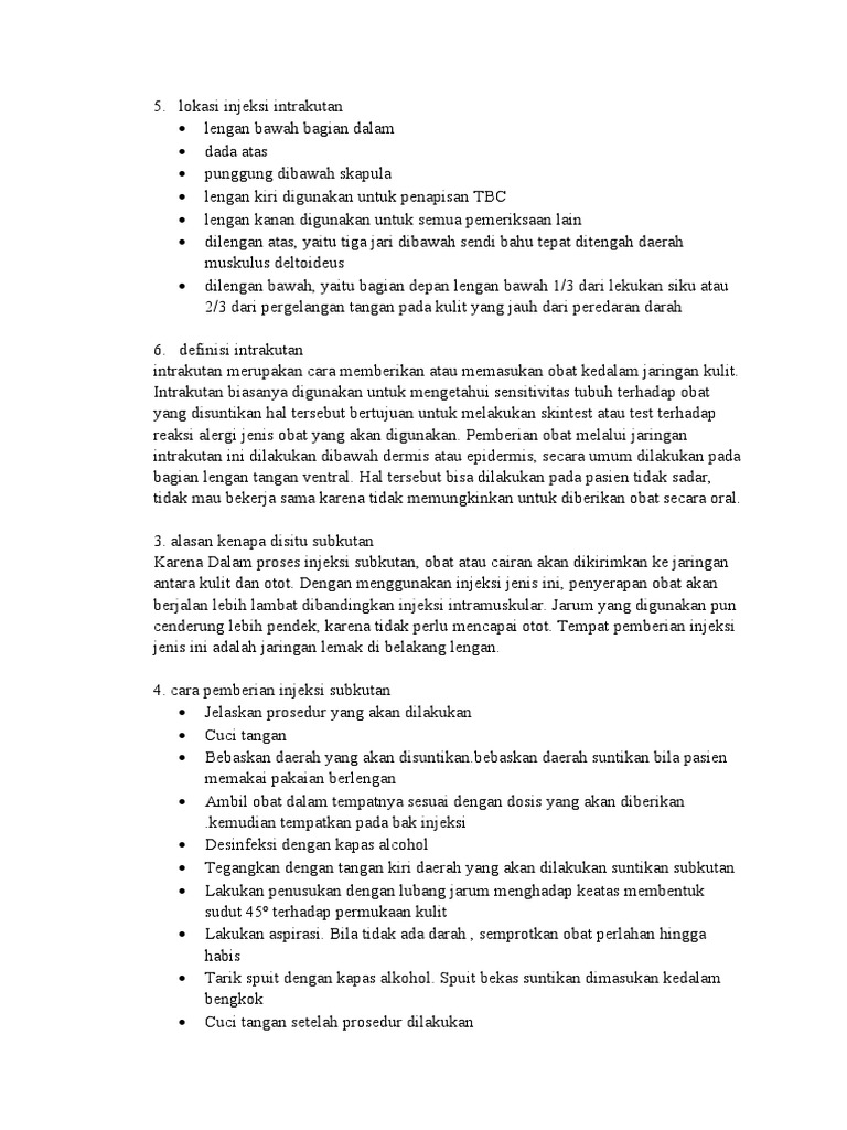 Intrakutan, Subkutan, Intramuskular, Intravena, Topikal, Tes Alergi | PDF