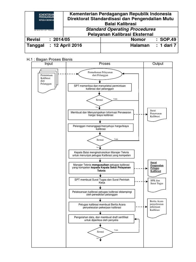 Work Flow Bisnis Proses Balai Kalibrasi (BK) | PDF
