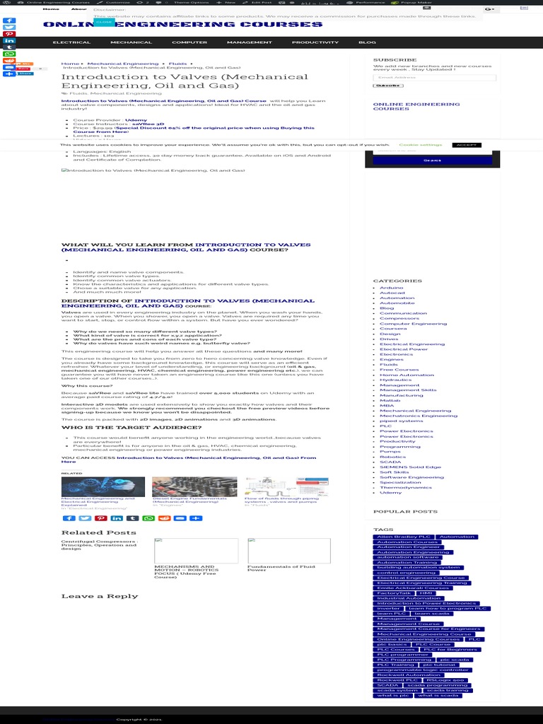 Introduction To Valves (Mechanical Engineering, Oil and Gas) - Online ...