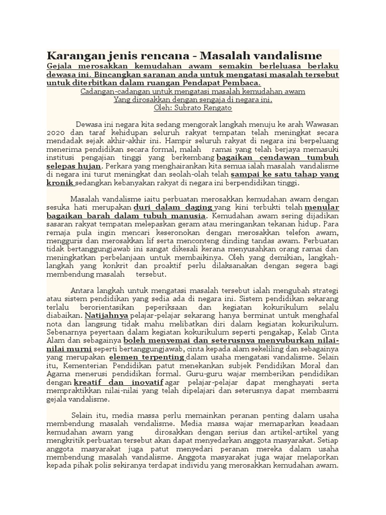 Karangan Jenis Rencana. | PDF