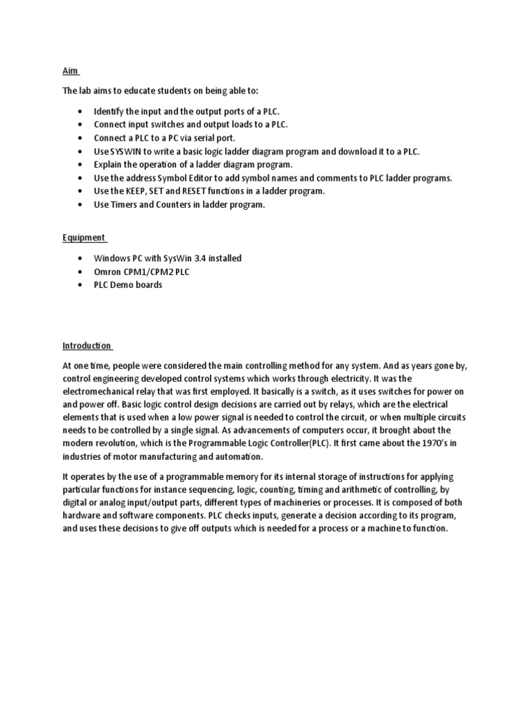 EE312 Lab 3 | PDF | Programmable Logic Controller | Computer Program