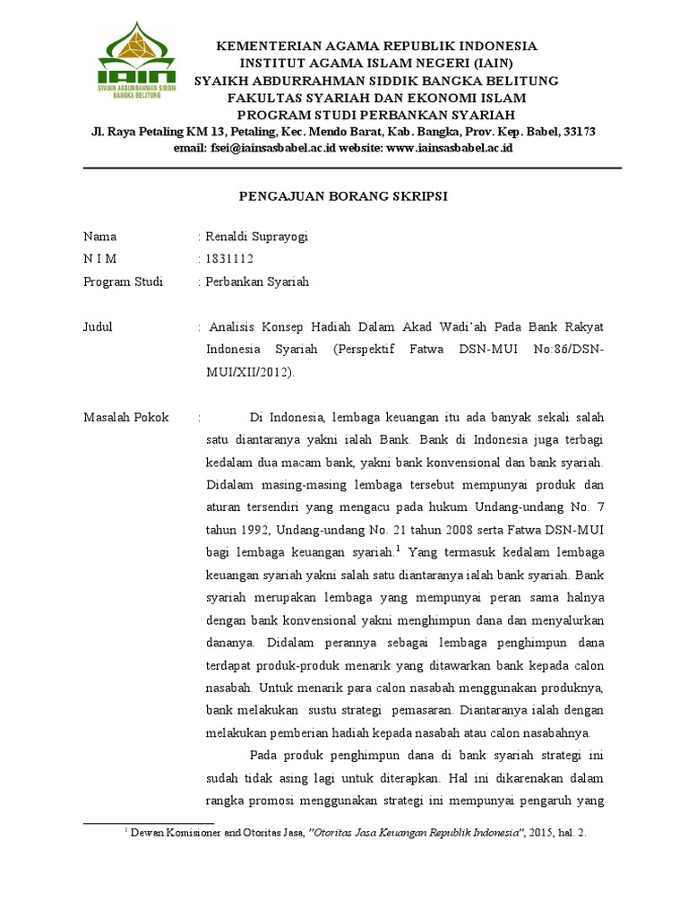 Borang Renaldi | PDF | Pengelolaan Keuangan & Uang