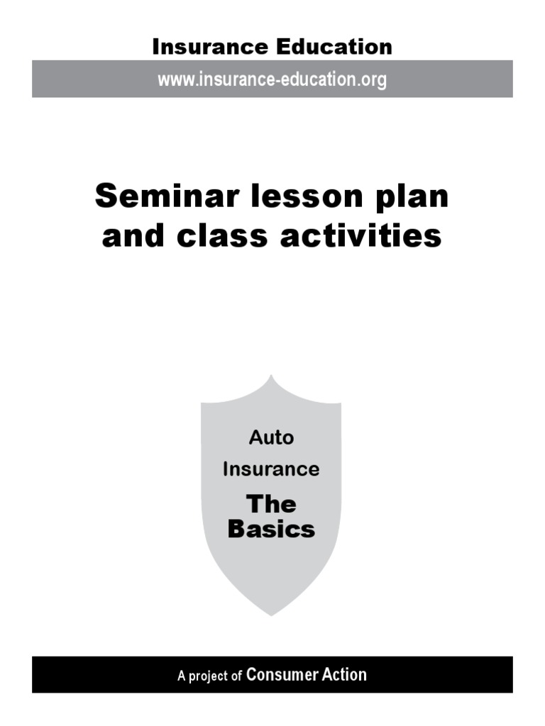 Seminar Lesson Plan and Class Activities: Insurance Education | PDF ...