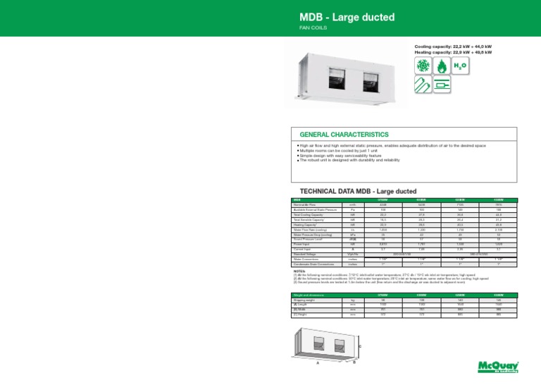 McQuay MDB Data Sheet Eng1 | PDF | Pressure | Water