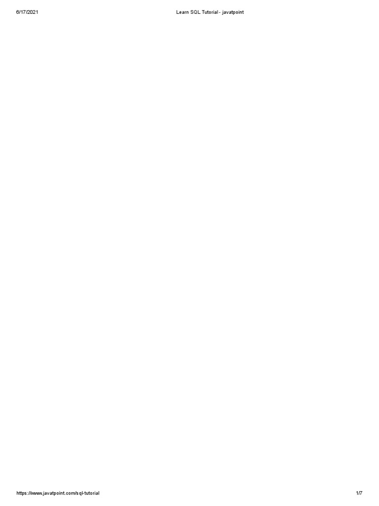 Learn SQL Tutorial - Javatpoint | PDF | Relational Database | Sql