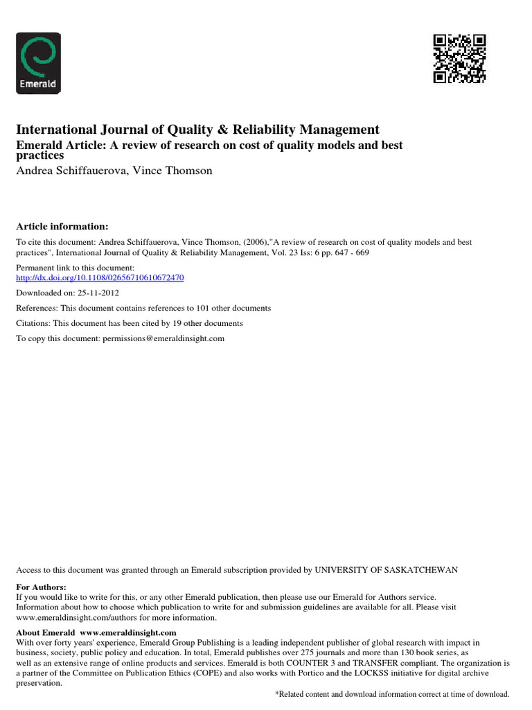 International Journal of Quality & Reliability Management | PDF ...