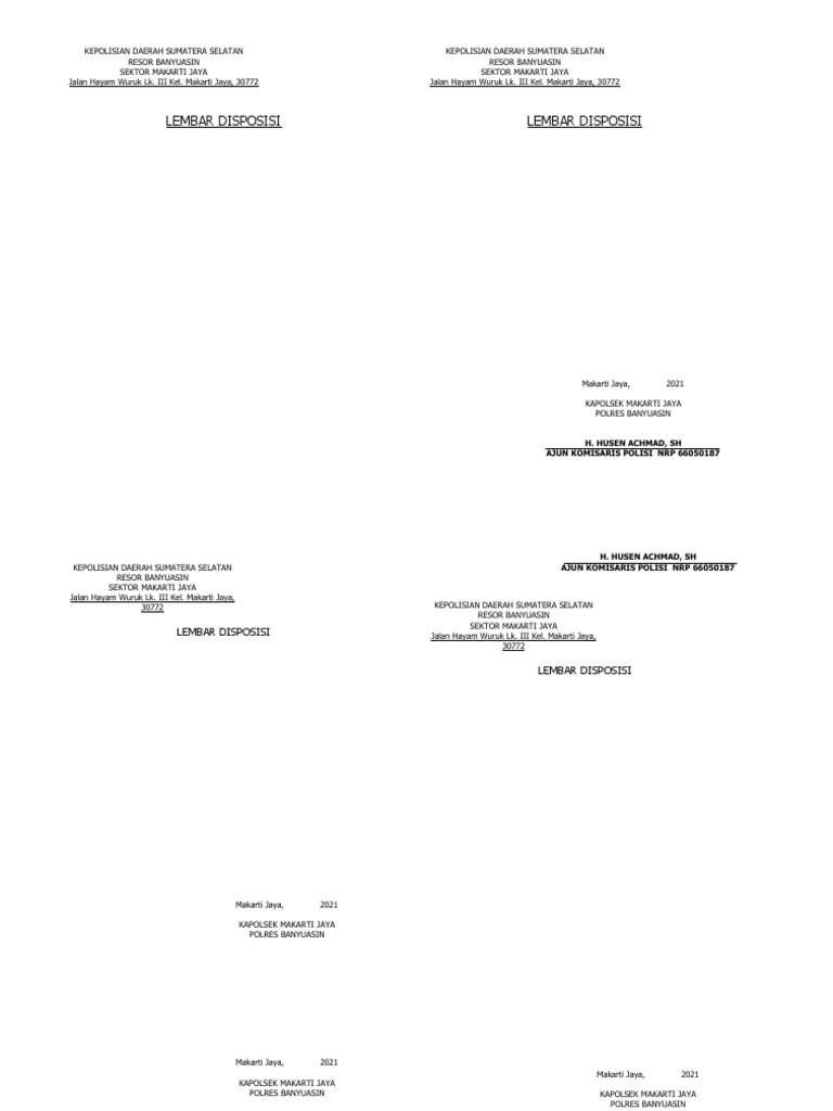 Lembar Disposisi Kanit | PDF