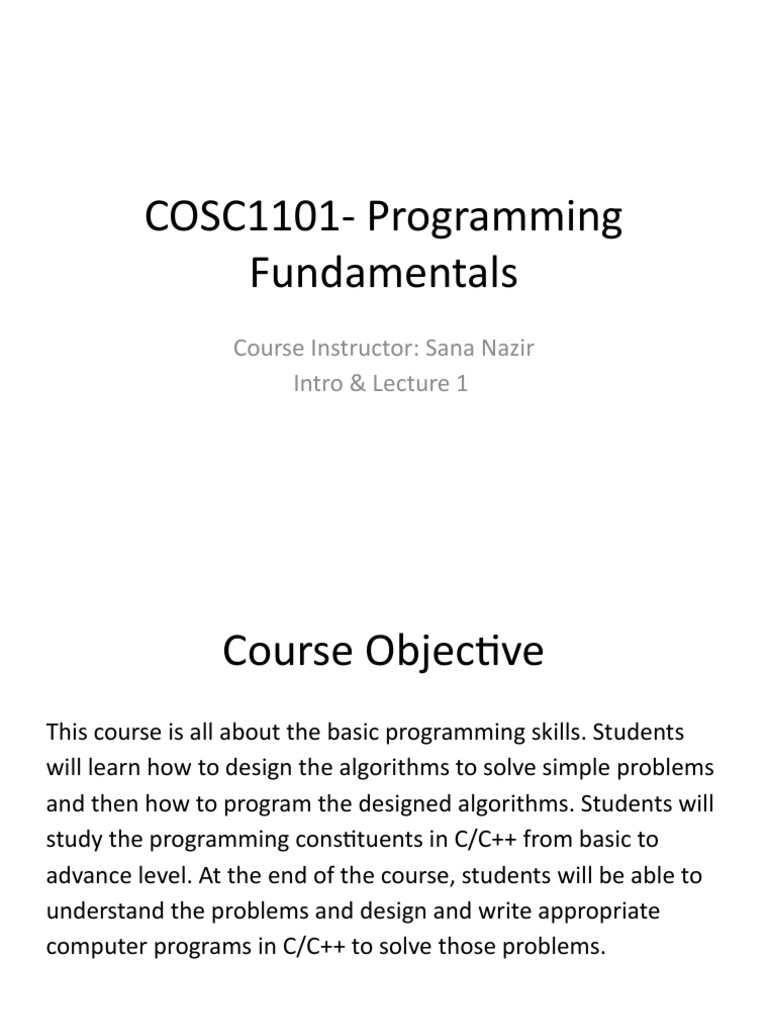 COSC1101 - Programming Fundamentals Lec1 | PDF | Computer Programming | Assembly Language