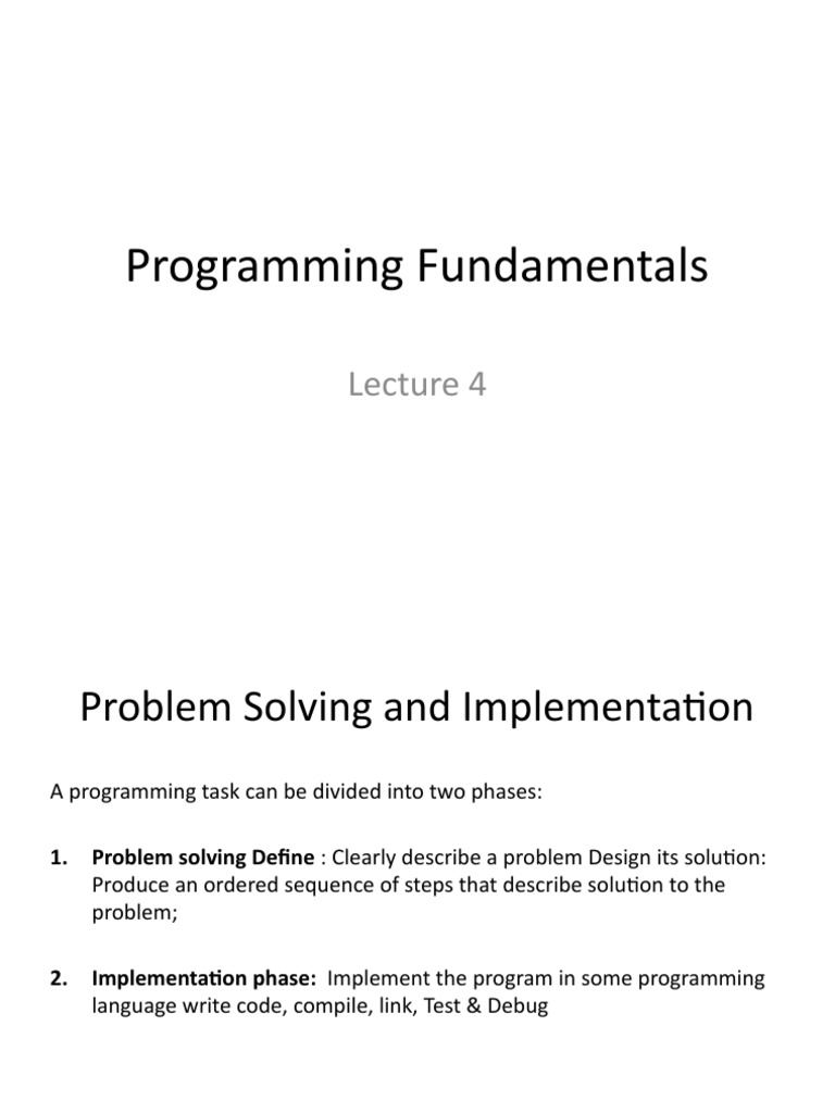 COSC1101 - Programming Fundamentals Lec4 | PDF | Computer Program ...