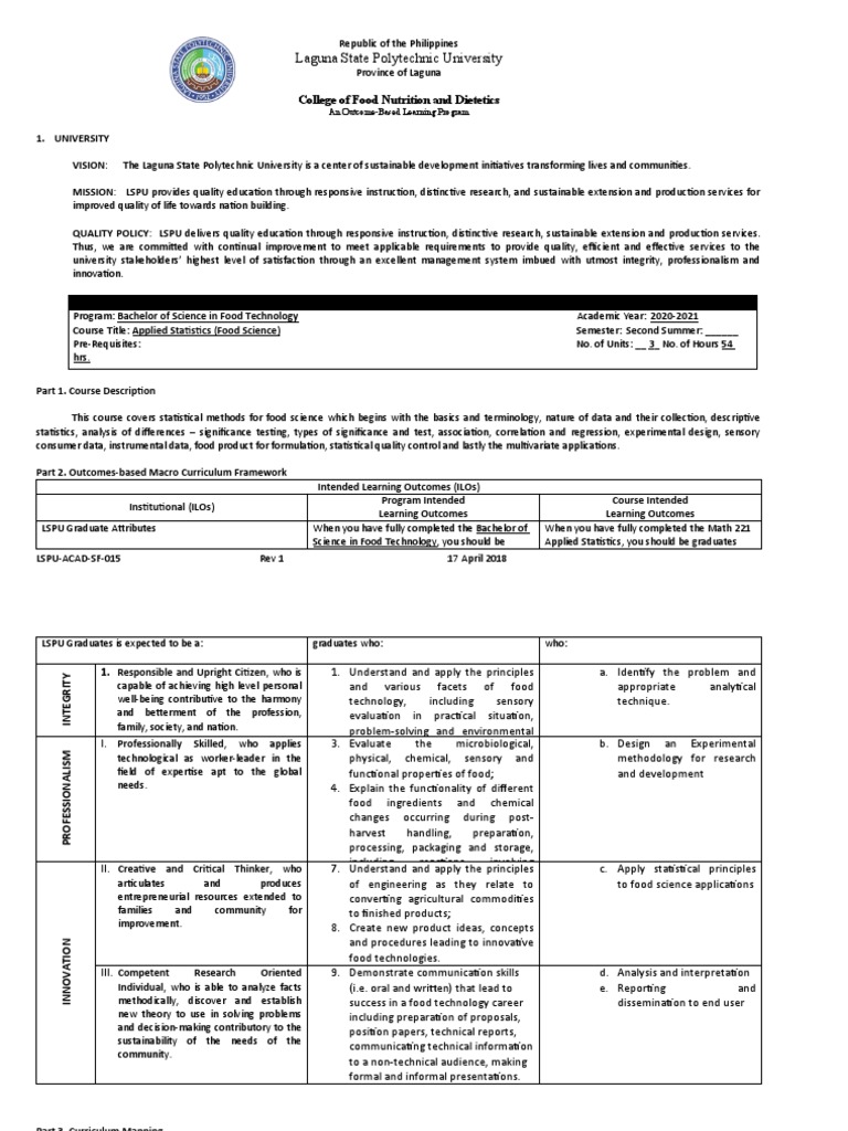 Applied Statistics Syllabus | PDF | Probability Distribution | Statistics