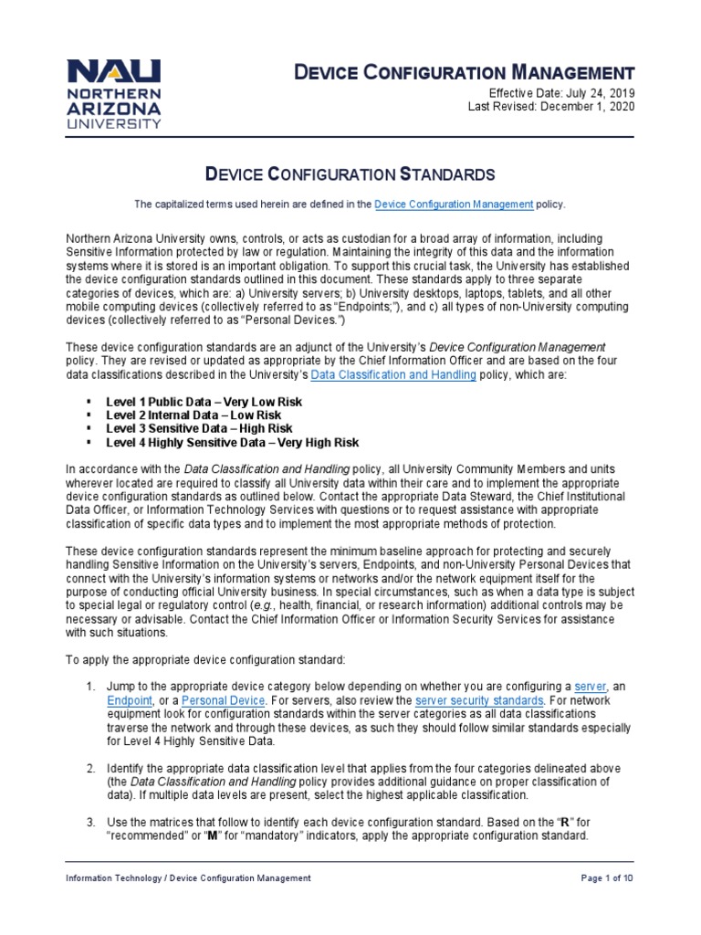 Device Configuration Standards | PDF | Information Security | Computer ...