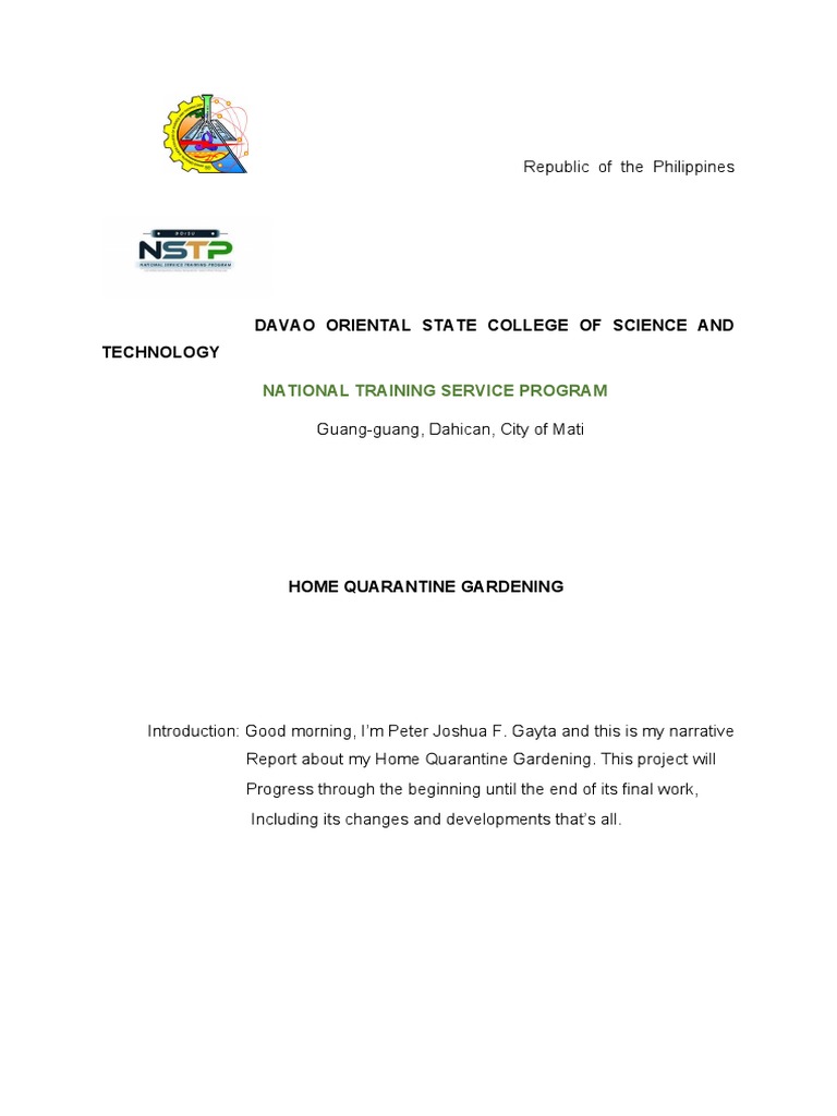 GAYTA - Narrative Report NSTP | PDF | Environmental Design | Botany